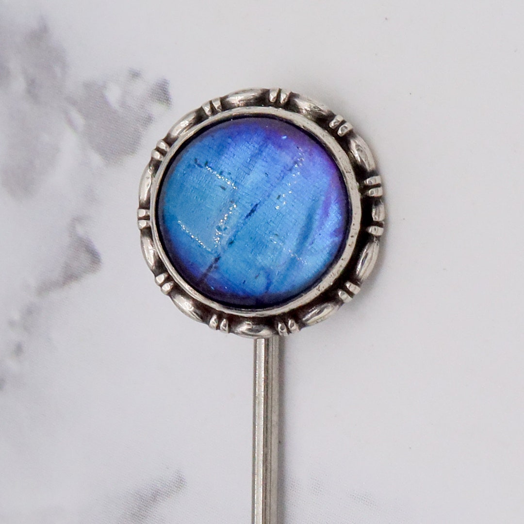 Antique Victorian Sterling & Morpho Butterfly Wing Stick Pin - Etsy
