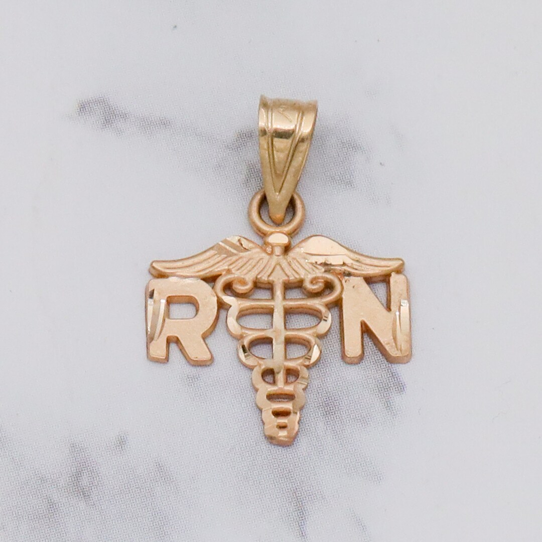 Vintage 14k Gold RN Nurse Caduceus Pendant Ww - Etsy