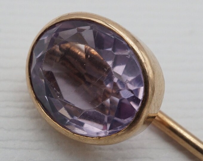 Vintage 10k Gold Amethyst Stick Pin Brooch Ww - Etsy