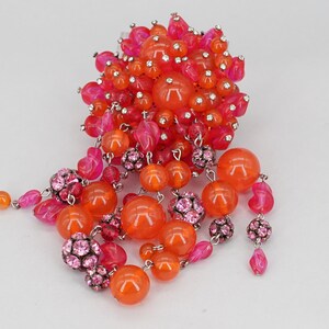 Rare Massive Vintage Hot Pink and Orange Lucite Bead Rhinestone ...