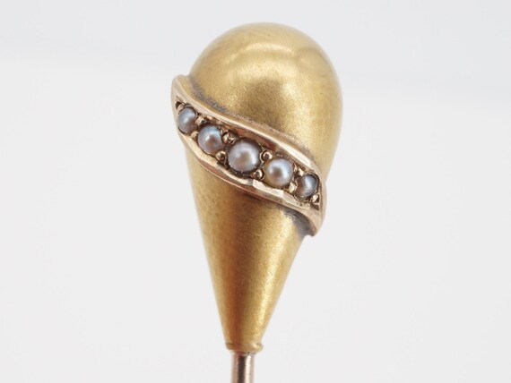 antique victorian 14k gold seed pearl stick pin with … - Gem