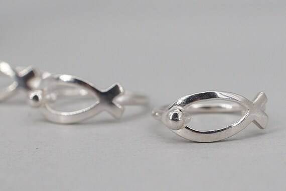 Vintage Sterling Silver Ichthys Jesus Fish Ring - Gem
