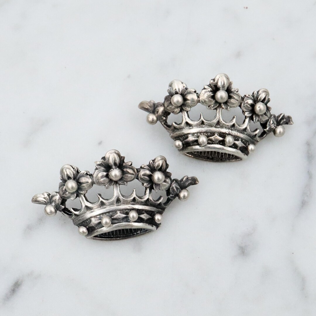 Vintage MCM Guglielmo Cini Sterling Crown Earrings - Etsy