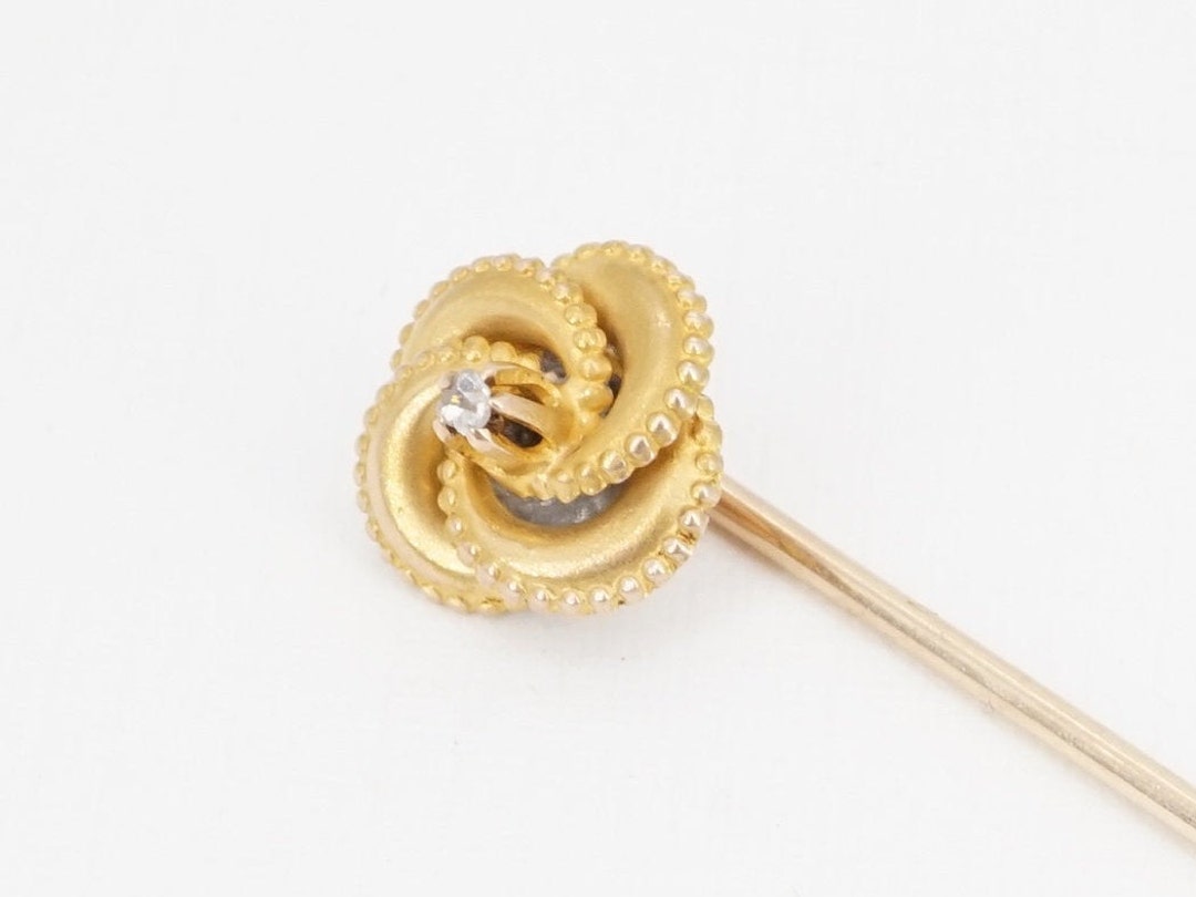 Vintage 14k Gold Rose Cut Diamond Stick Pin - Ww - Etsy