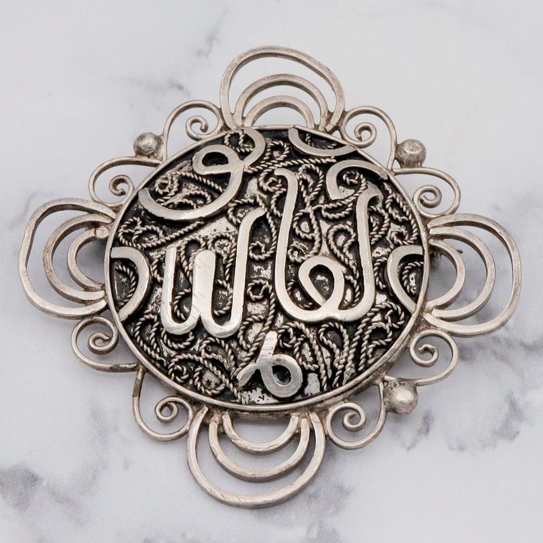 Antique Turkish Sterling Silver Arabic Calligraphy Filigree Wire Work ...