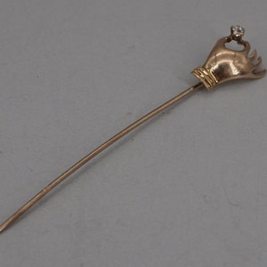 Antique 10K Gold Rough Cut Diamond Hand Holding Stickpin WW - Etsy