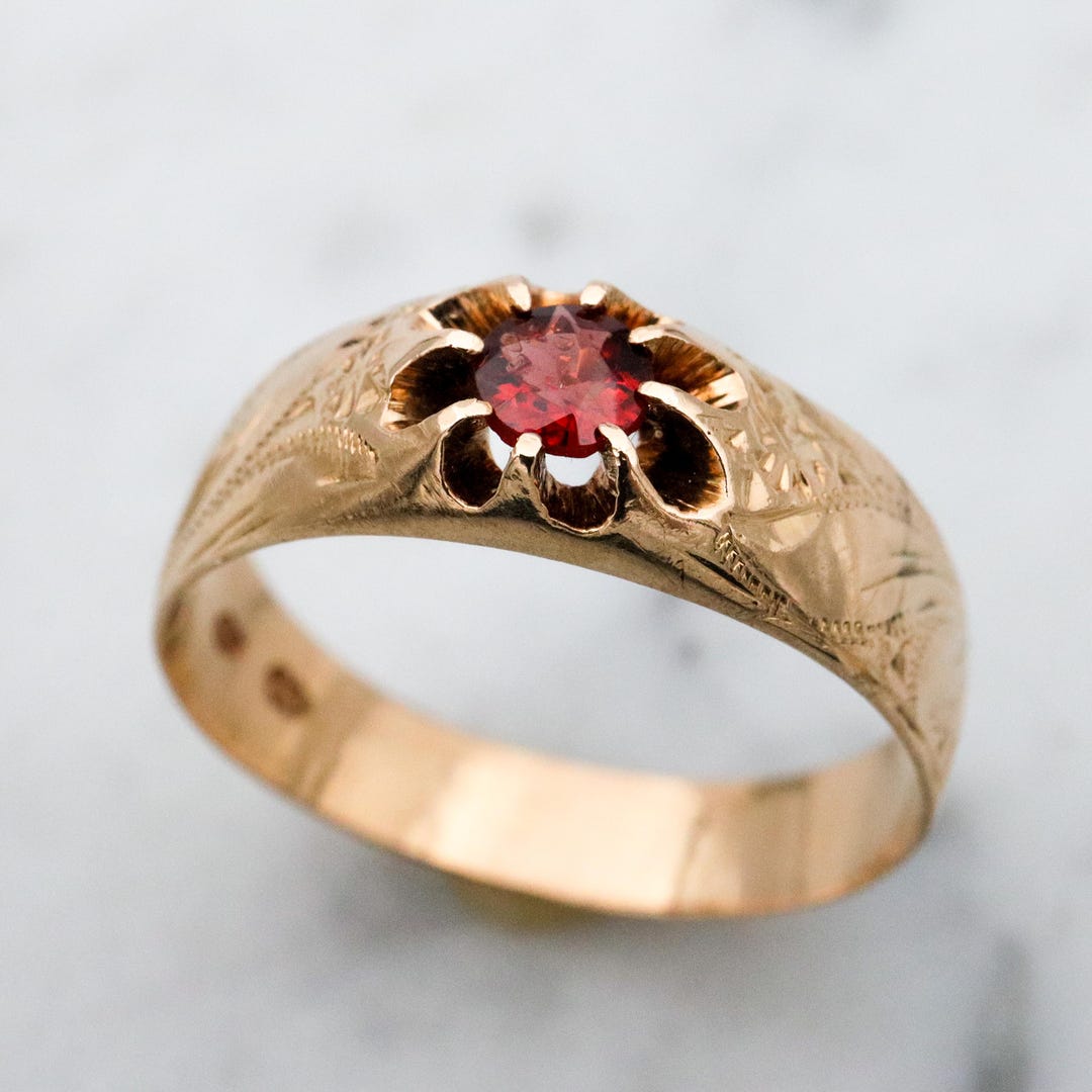 Antique Victorian 14k Gold Austrian Belcher Set Garnet Ring, Sz 5.5 - Etsy