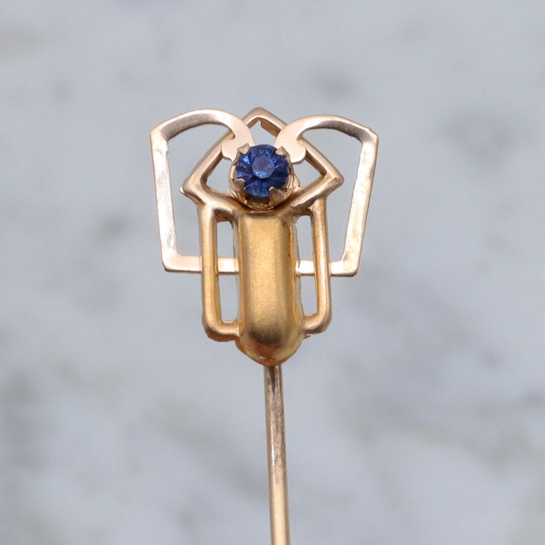 Art Deco 10k Gold Faux Sapphire Stick Pin - Etsy