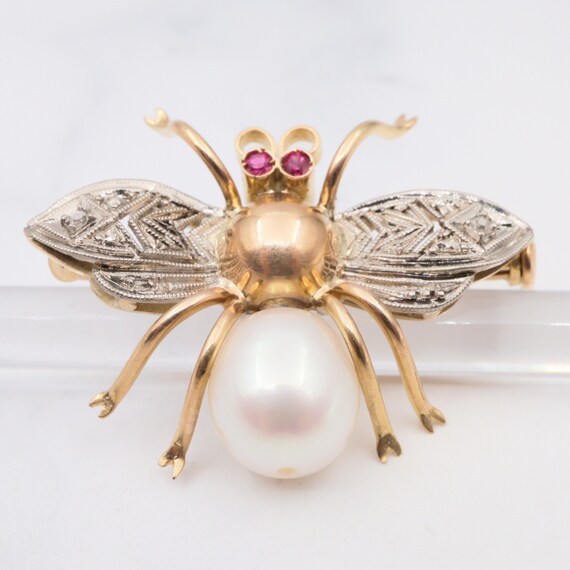 Antique exceptional 18k & platinum insect brooch w/di… - Gem