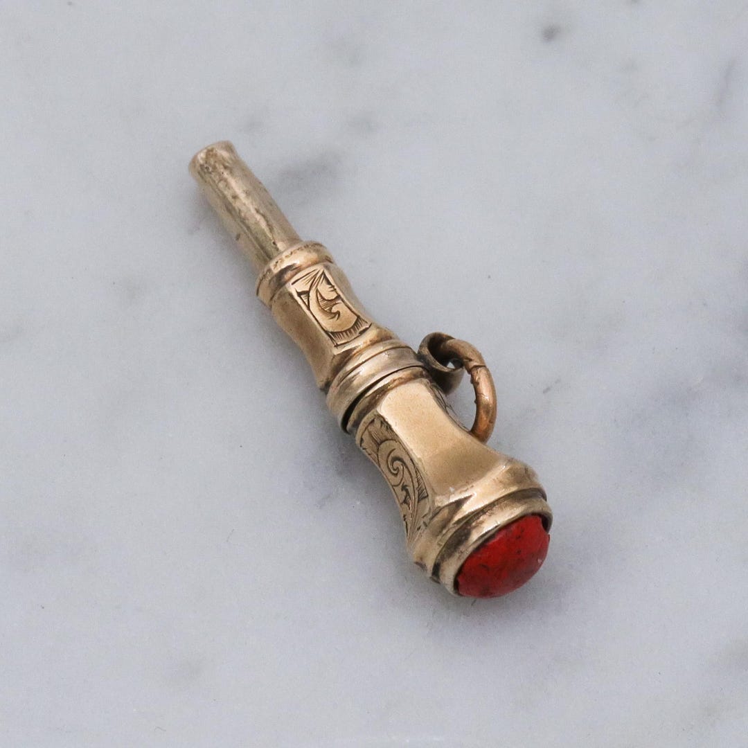 Antique Victorian 10k Gold Watch Key Fob With Red Stone End - Etsy