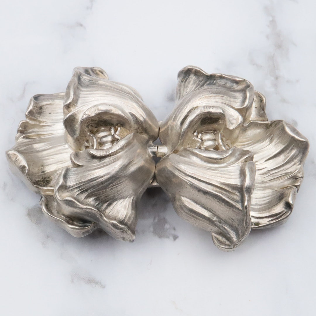 Antique Art Nouveau William B Kerr Sterling Silver Poppy Two-part ...