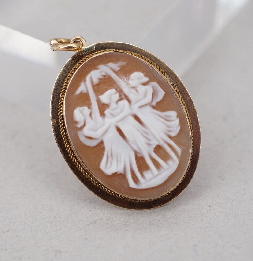 14K Gold Three Graces Cameo Pendant WW - Etsy