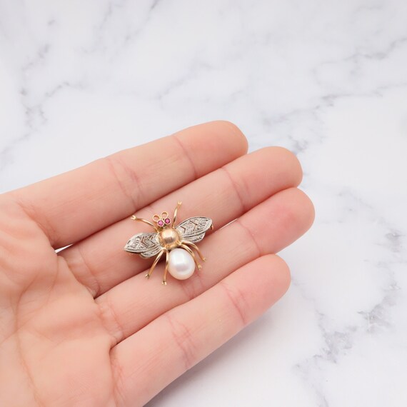 Antique exceptional 18k & platinum insect brooch w/di… - Gem