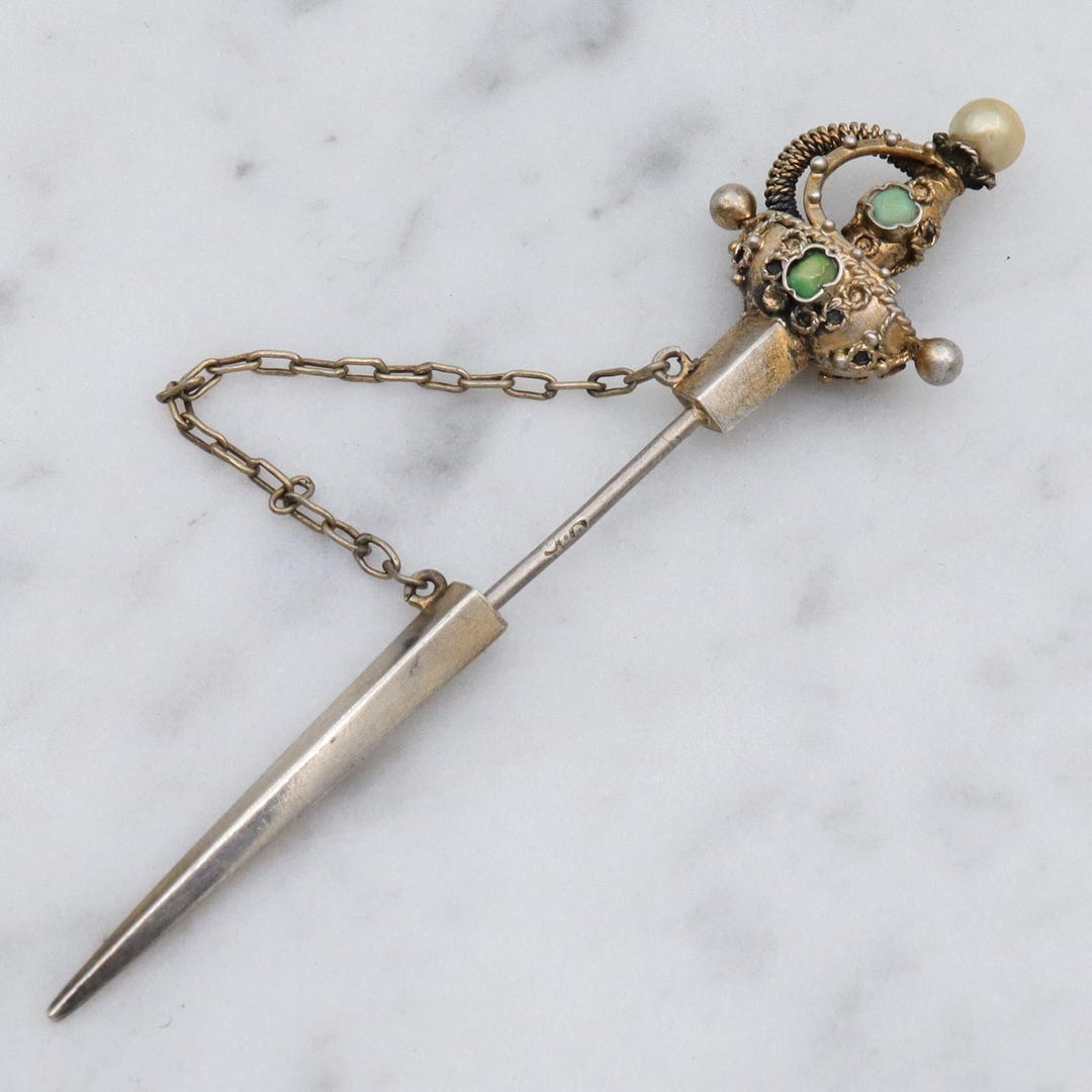 Antique Victorian Gilt Silver Sword Jabot Pin - Etsy
