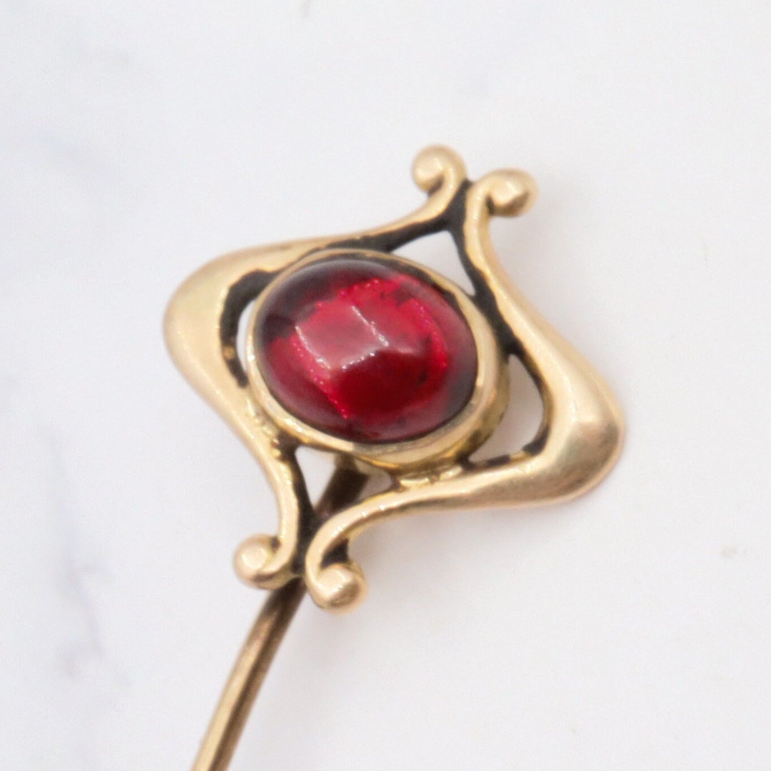 Antique Victorian 14k Gold & Garnet Cabochon Stick Pin Ww - Etsy