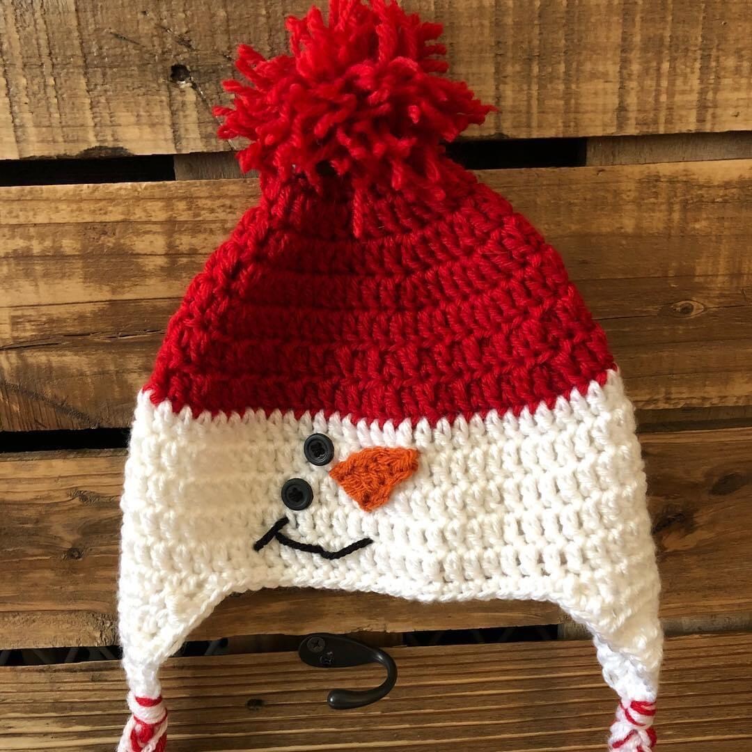 Crocheted Snowman Hat | Frosty the Snowman Hat | Christmas Snowman Hat ...