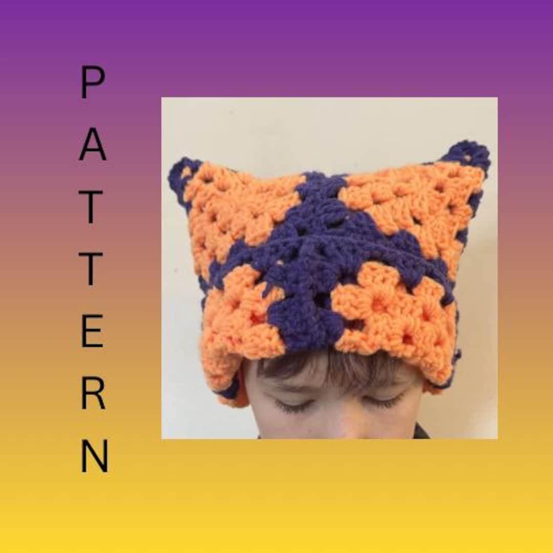 Granny Square Crochet Cat Hat Pattern – Easy Ear Beanie (PDF Pattern ...