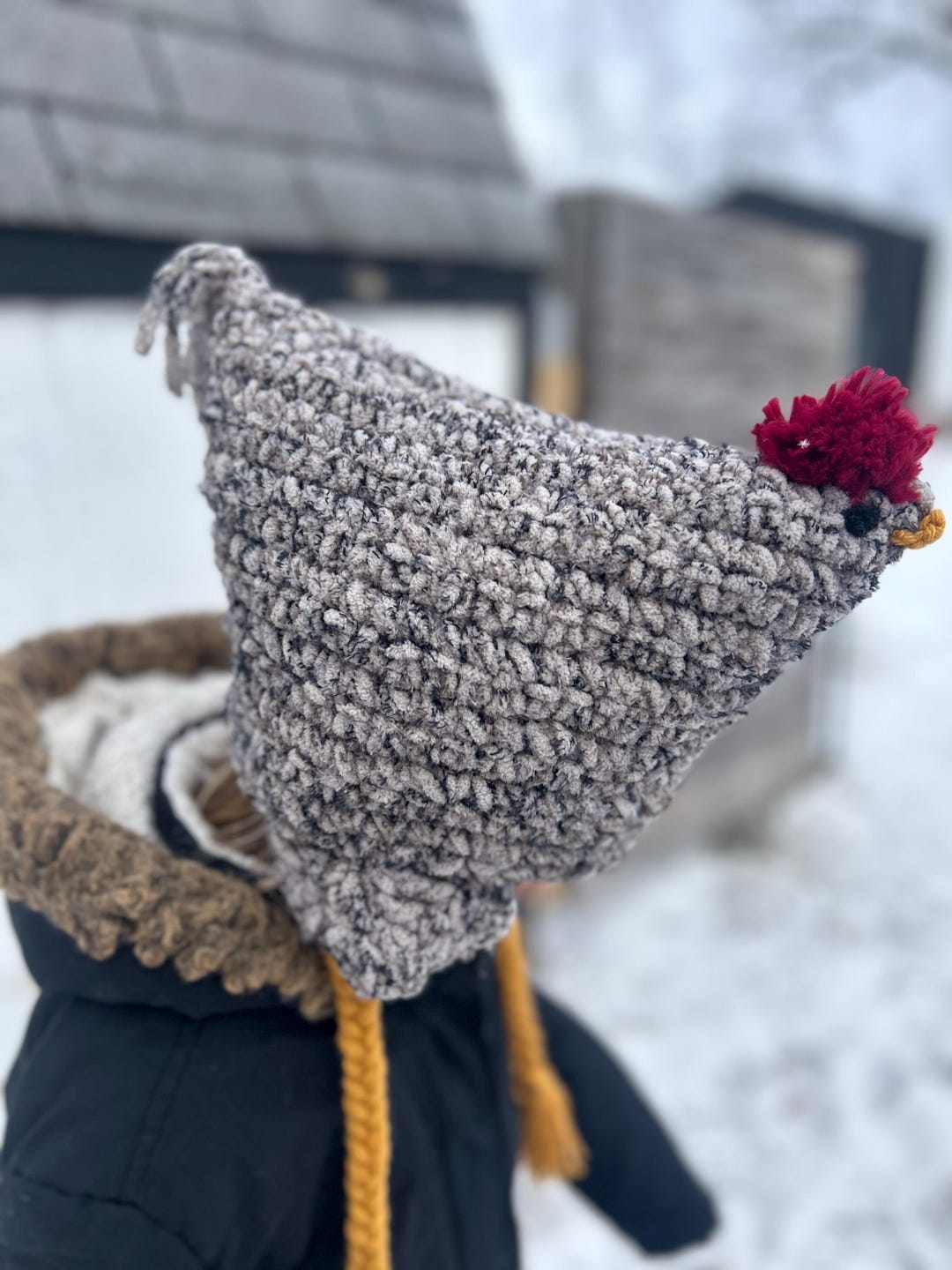 Crocheted Wool Blend Chicken Hat | Crocheted Rooster Hat | Chicken Mom ...