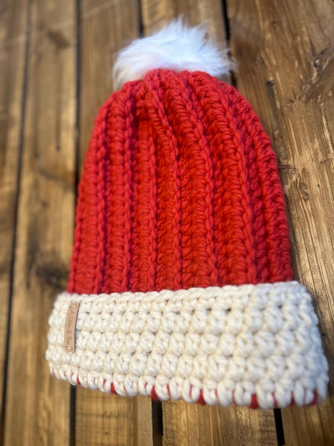 Santa Women’s Crochet Beanie | Pom Pom Beanie | Crocheted Wool Beanie ...