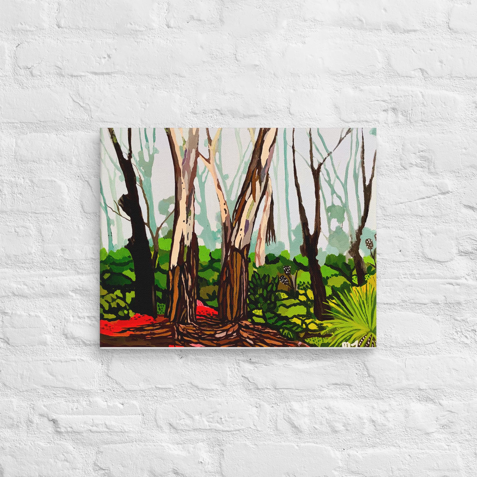 Canvas, Trees, Bush, Rainforest, Painting, Original, Landscape, Gum ...