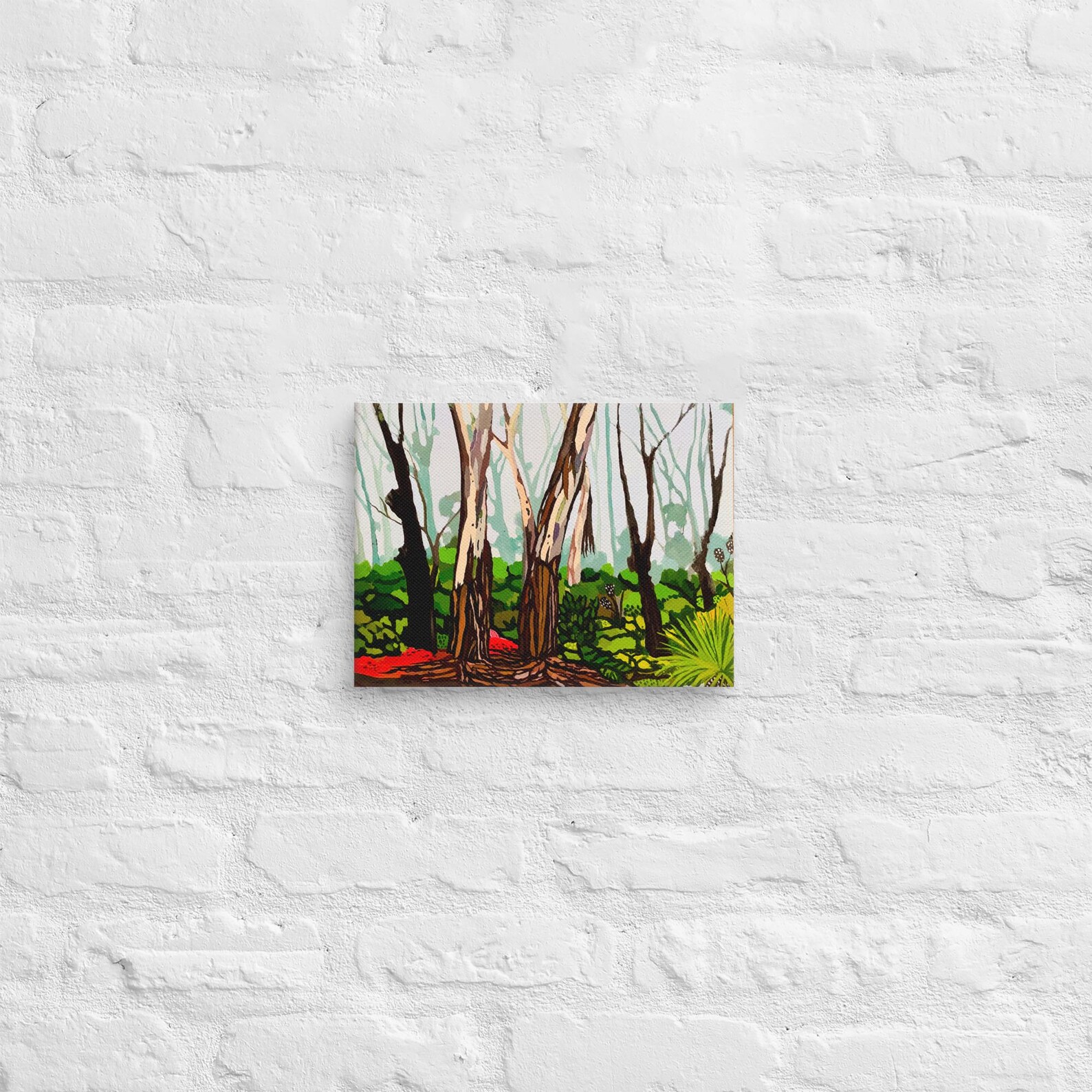 Canvas, Trees, Bush, Rainforest, Painting, Original, Landscape, Gum ...
