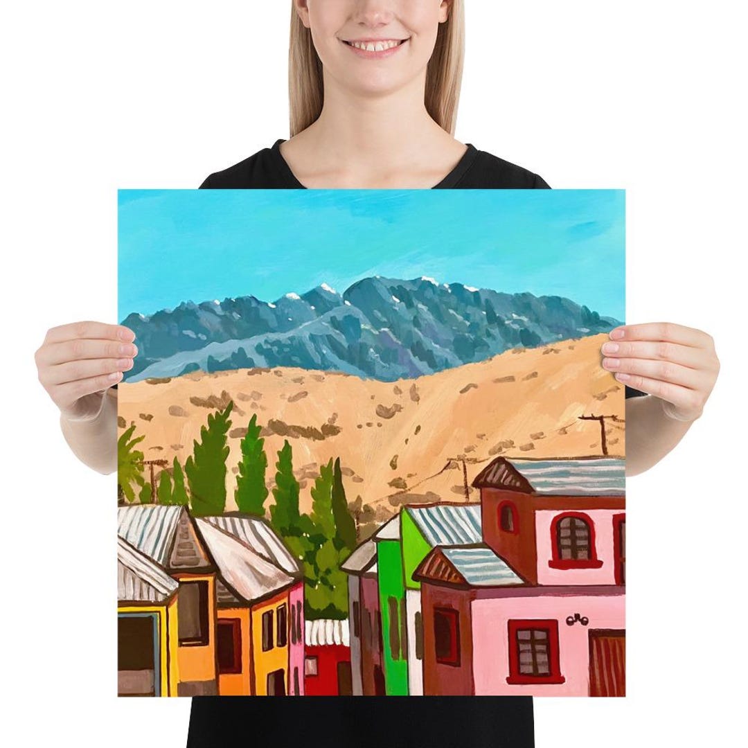 Photo Paper Poster, Chile, Andes, Mountains, Houses, Buildings, Village ...