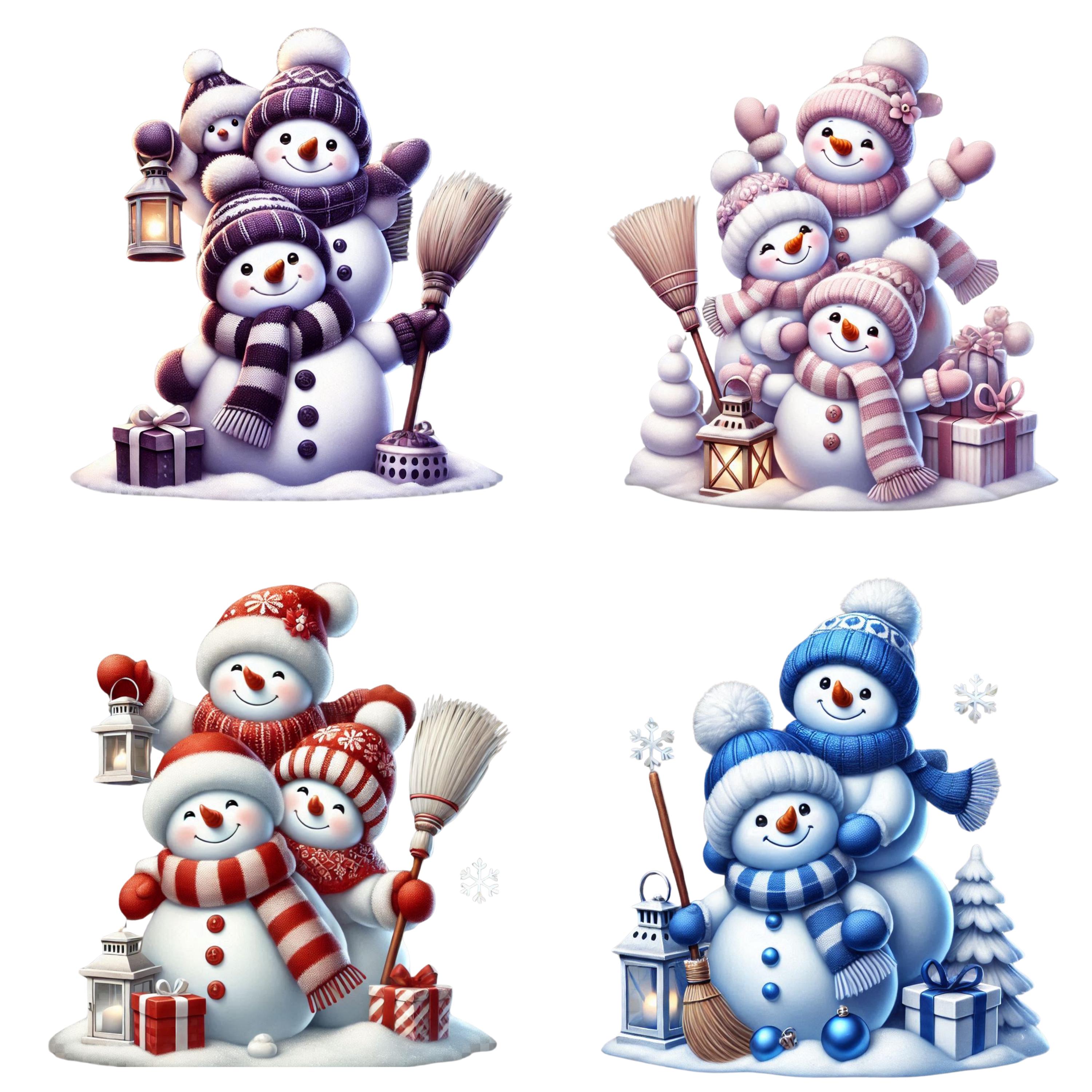 The Snowmen 4 Piece Clipart PNG Bundle, Snowmen Clipart, Christmas ...
