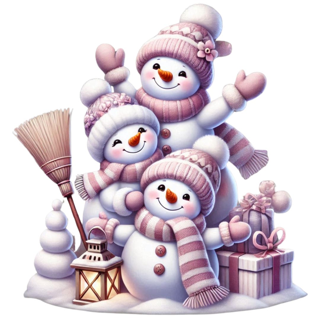 The Snowmen 4 Piece Clipart PNG Bundle, Snowmen Clipart, Christmas ...
