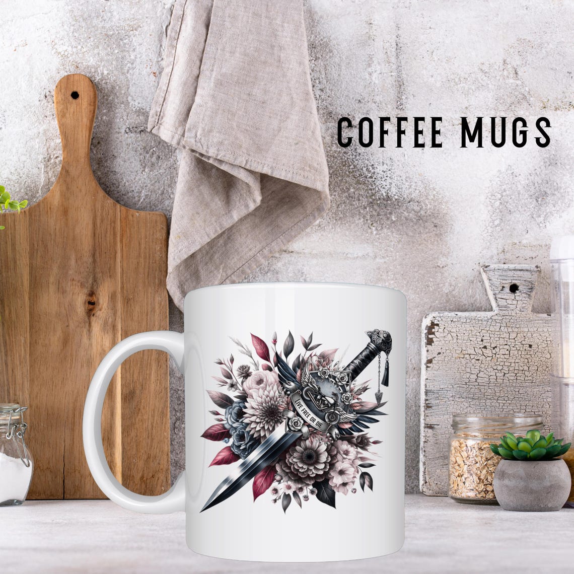 Biker Sword & Flower Bouquet Print: Motorcycle Art (digital Download ...