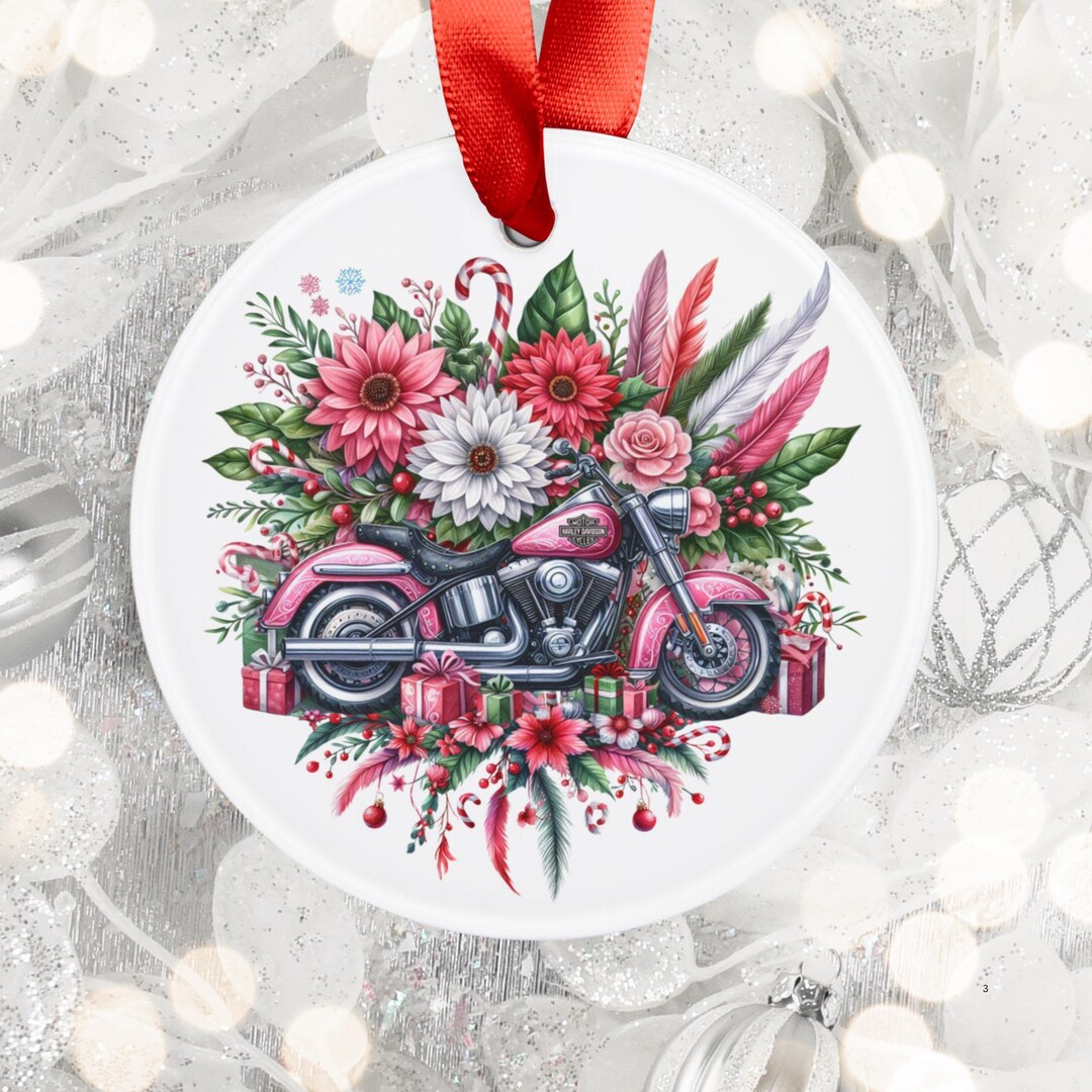 Harley Davidson Inspired Motorcycle Christmas Ornament, Biker Ornaments ...