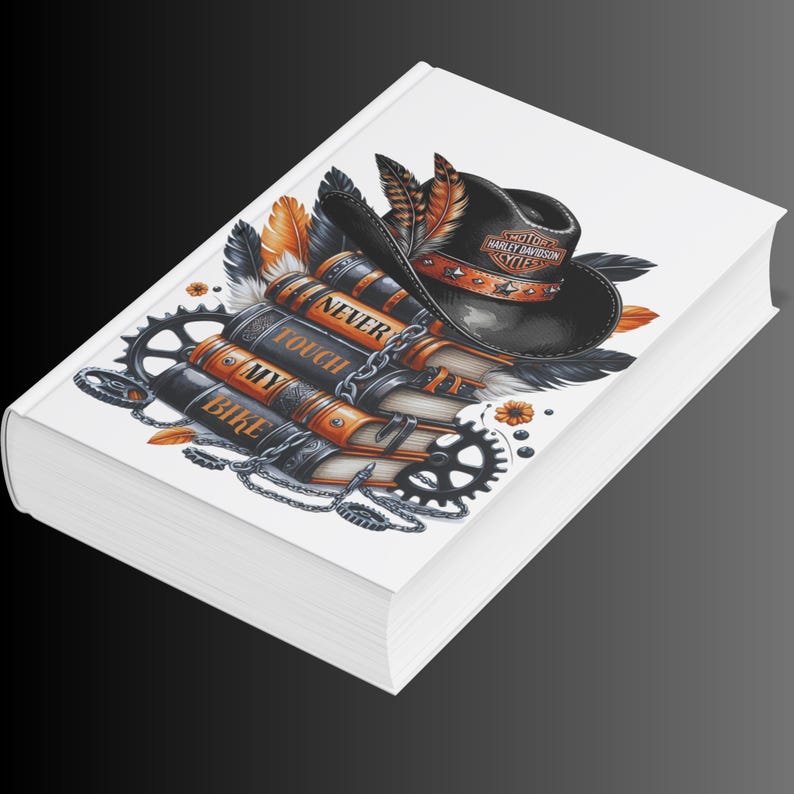 Never Touch My Bike Harley Davidson Inspired Stack of Books Clipart ...
