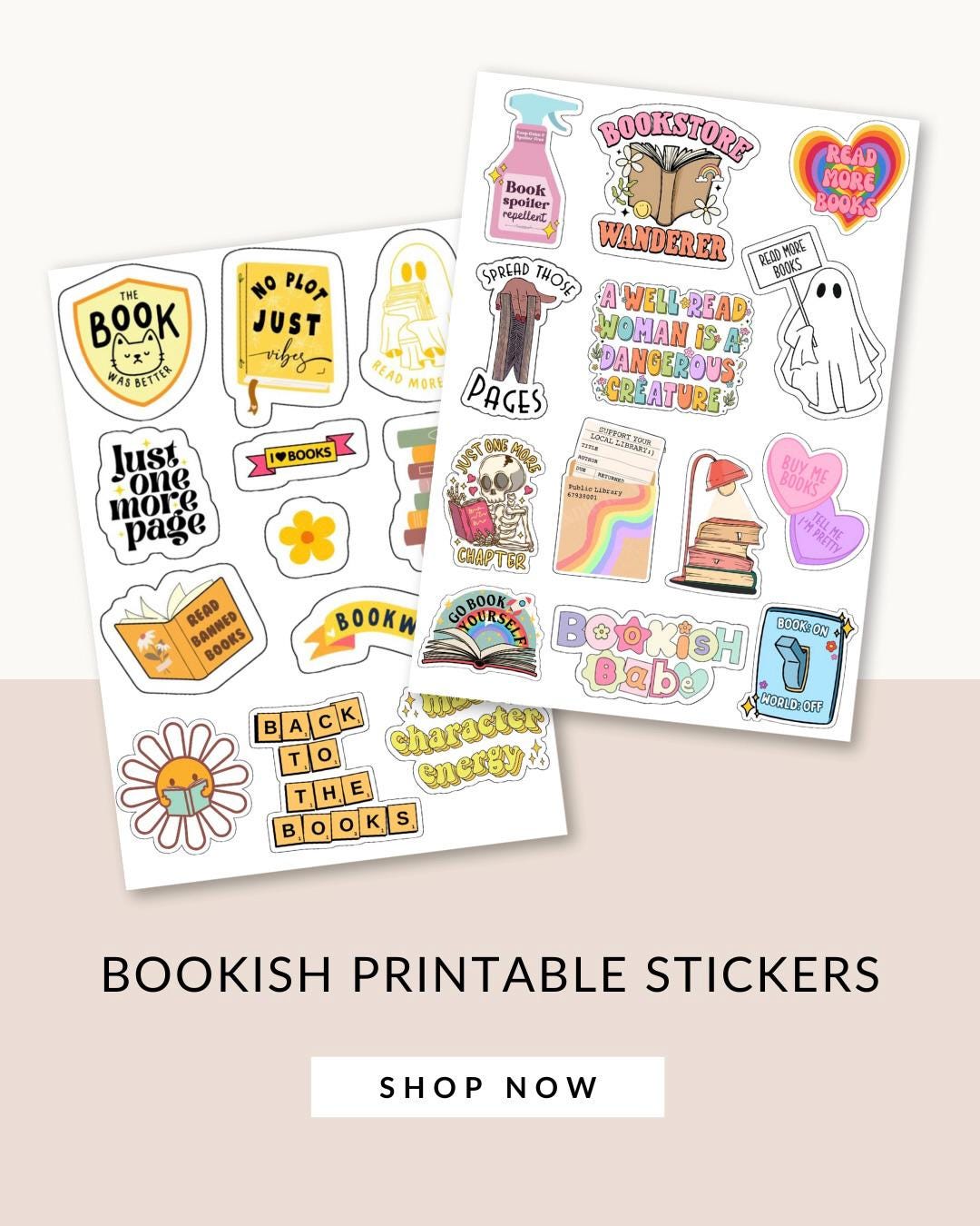Bookish Printable Stickers – Instant Download | Aesthetic Stickers for ...