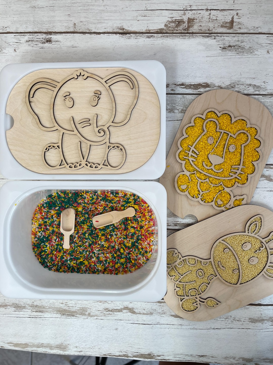 Flisat Table Tray Safari Sensory Insert Trofast Double-sided Animal ...