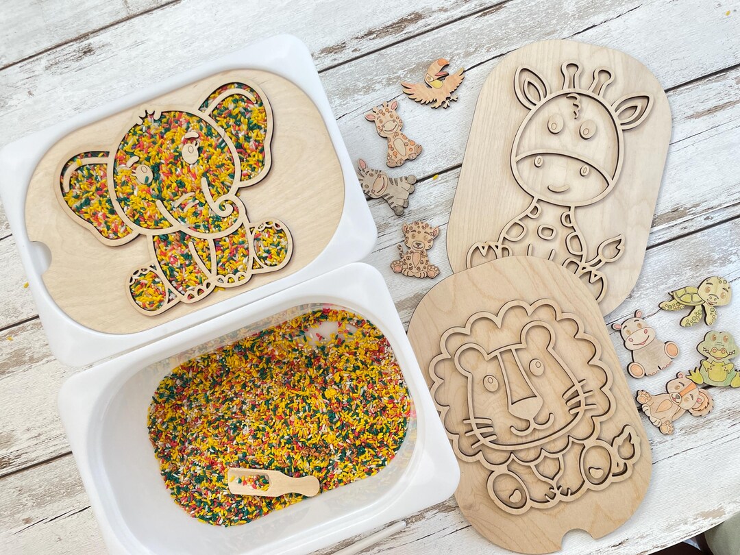 Safari Animals Flisat Table Tray Sensory Insert Trofast Double-sided ...