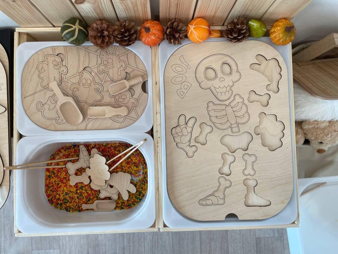 Skeleton Sensory Board Montessori Halloween Puzzle Trofast Bins Flisat ...