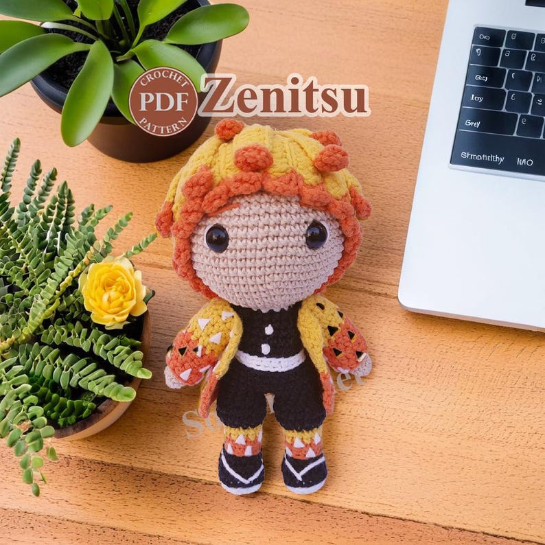 Agatsuma Zenitsu Crochet Pattern, Agatsuma Zenitsu Amigurumi, Agatsuma ...