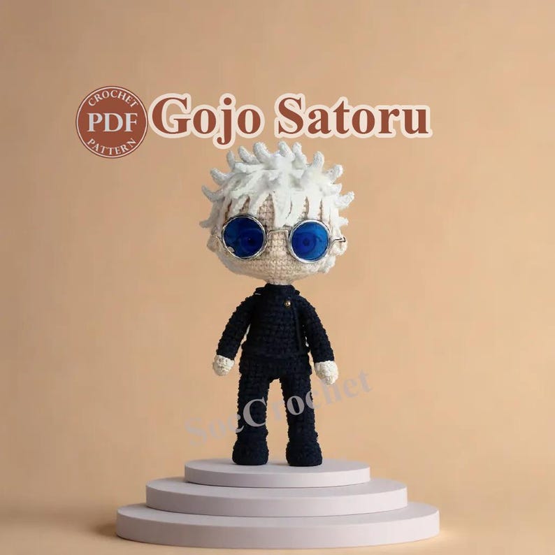 Crochet Gojo Satoru Pattern, Gojo Satoru Amigurumi, Gojo Satoru Crochet ...