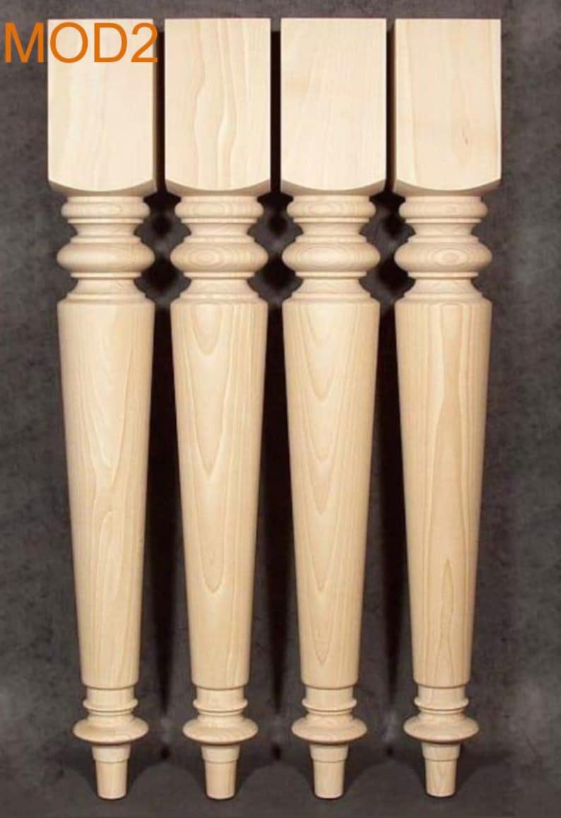 Handmade Linden Wood Turned Table Legs: Classic Design (set of 4 ...