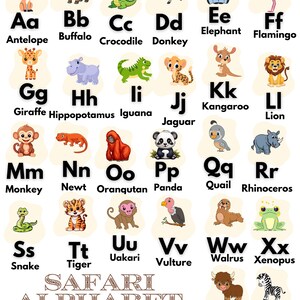 Kids Safari Animal Alphabet Poster Teacher Learning Tool - Etsy