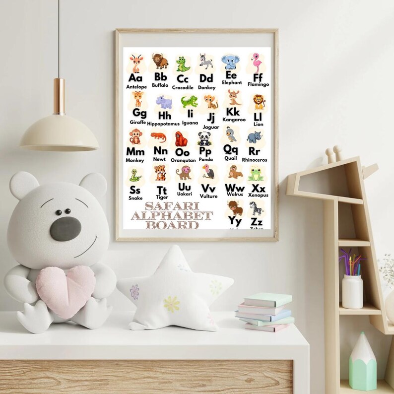 Kids Safari Animal Alphabet Poster - Teacher Learning Tool - Etsy