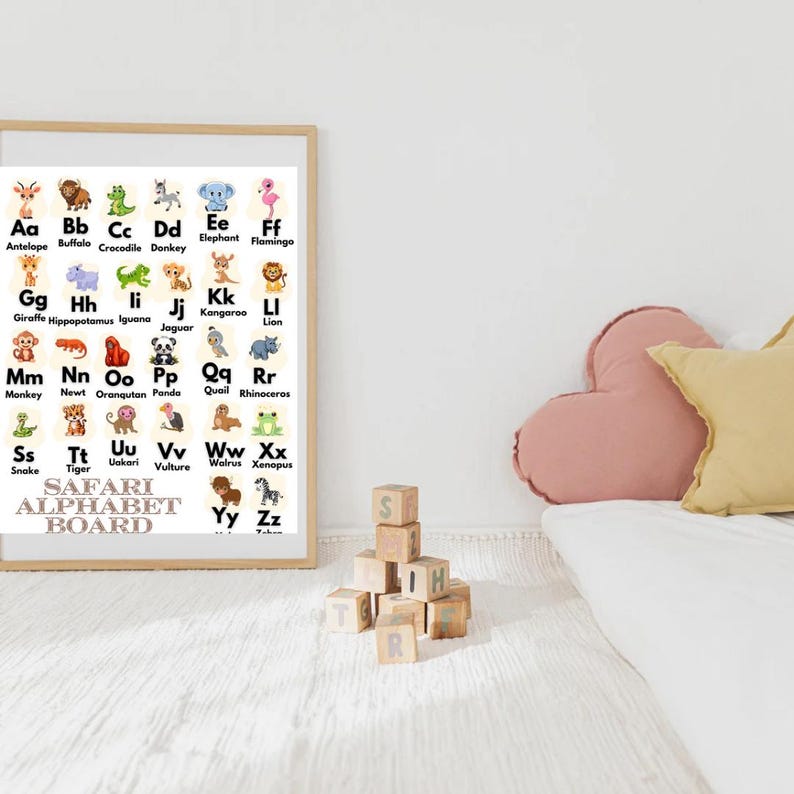Kids Safari Animal Alphabet Poster - Teacher Learning Tool - Etsy