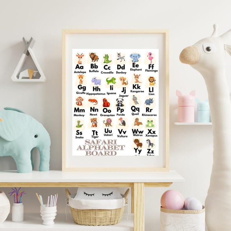 Kids Safari Animal Alphabet Poster - Teacher Learning Tool - Etsy