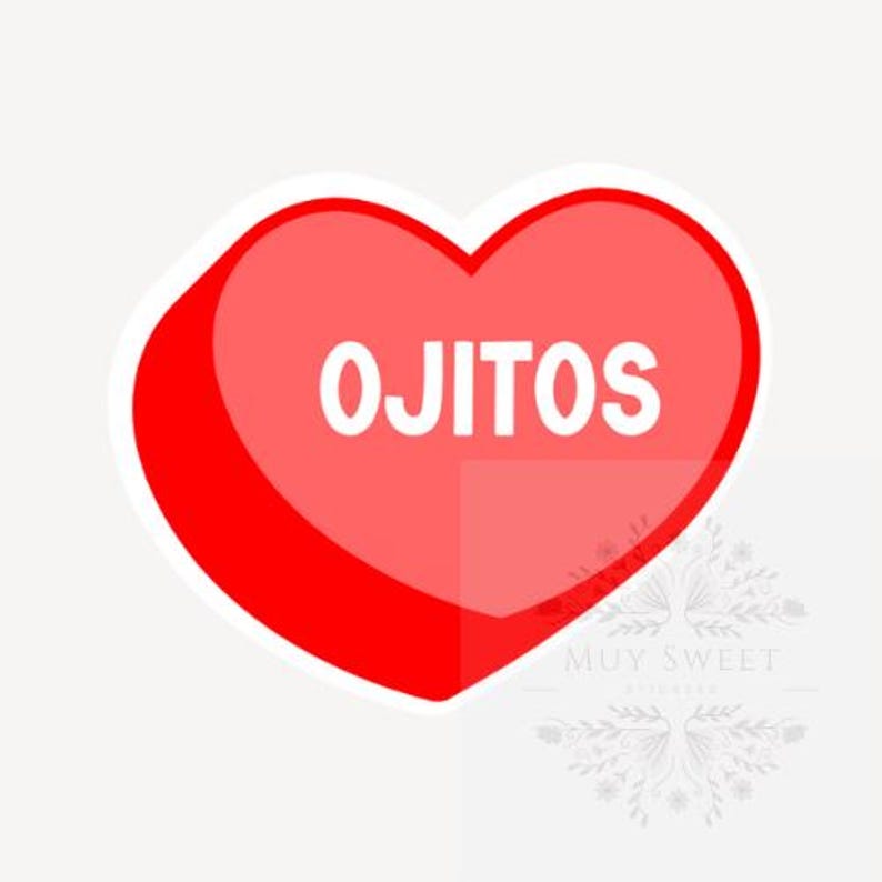 Ojitos Candy Heart Sticker – Spanish Affirmation, Cute Love Decor ...