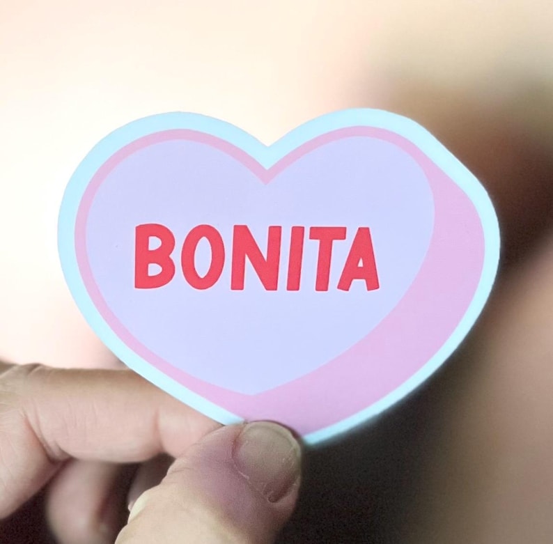 Bonita Candy Heart Sticker: Spanish Affirmation, Laptop Decal - Etsy