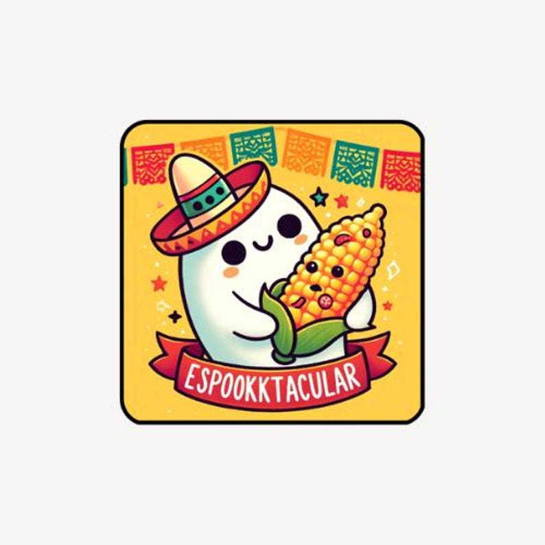 Espookktacular Elote Ghost Sticker Cute Halloween Mexican Food Sticker ...