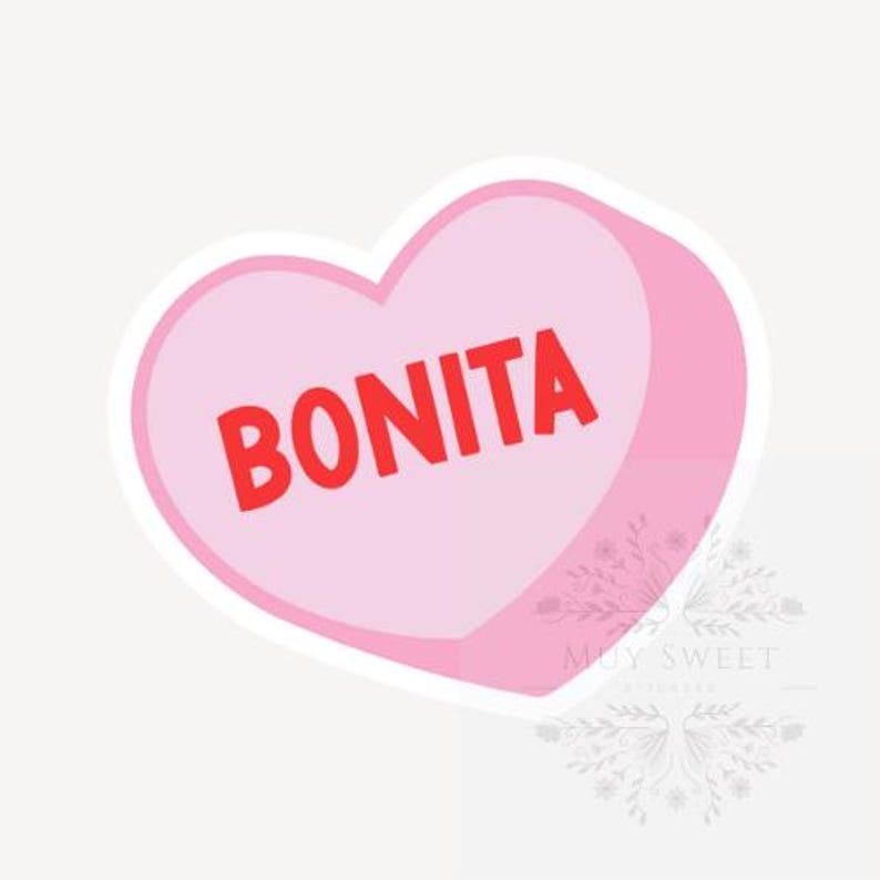Bonita Candy Heart Sticker: Spanish Affirmation, Laptop Decal - Etsy