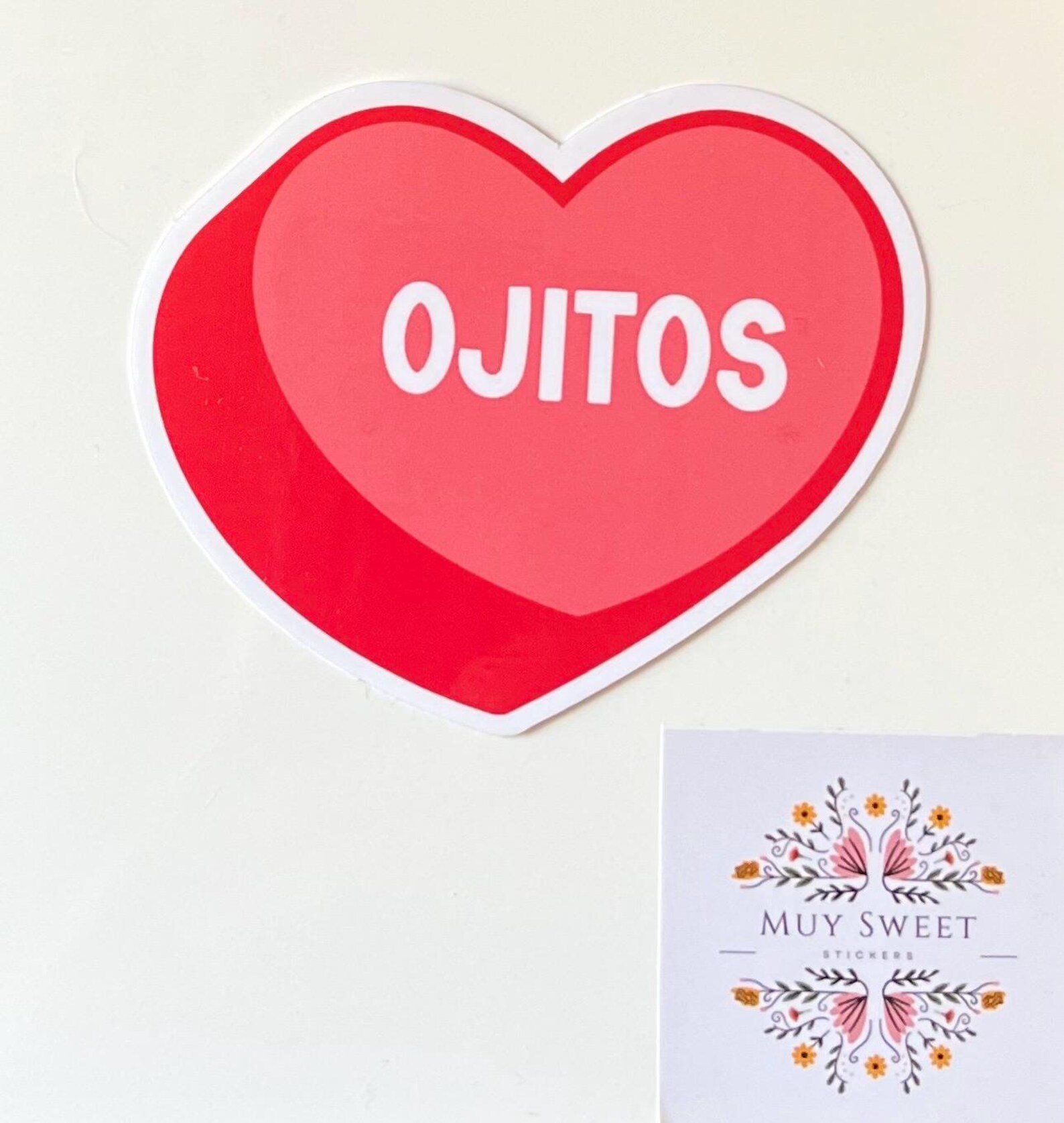 Ojitos Candy Heart Sticker – Spanish Affirmation, Cute Love Decor ...