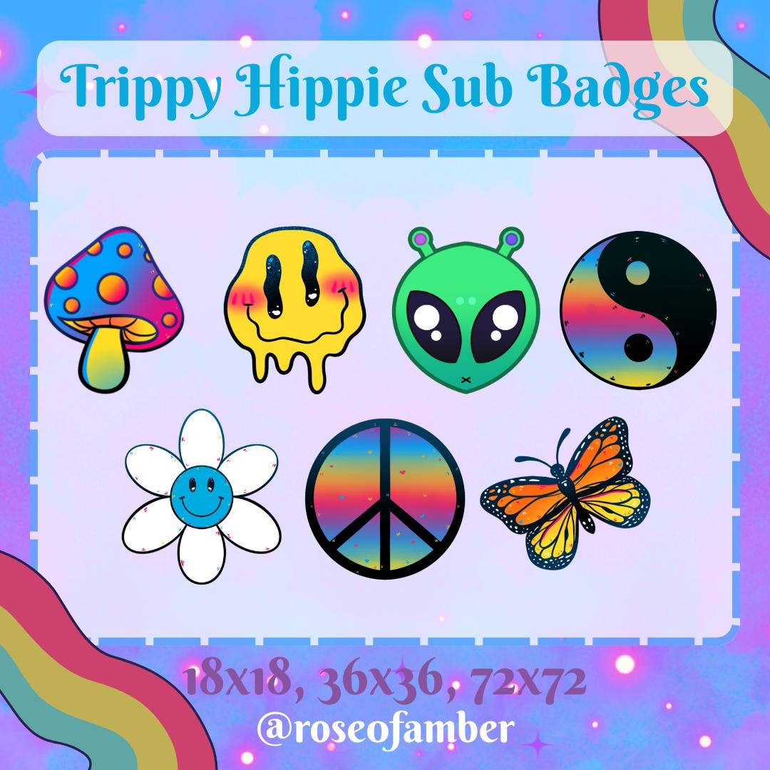 Trippy Hippie Sub Badges Pack - Etsy