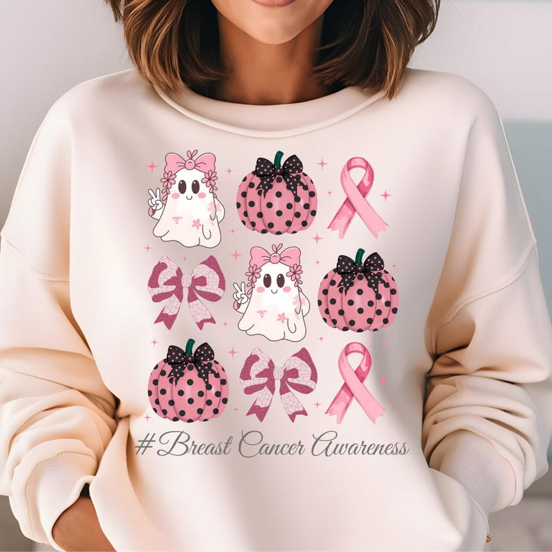 Breast Cancer Ghost Coquette Bow Png, Retro Breast Cancer Png, Breast ...