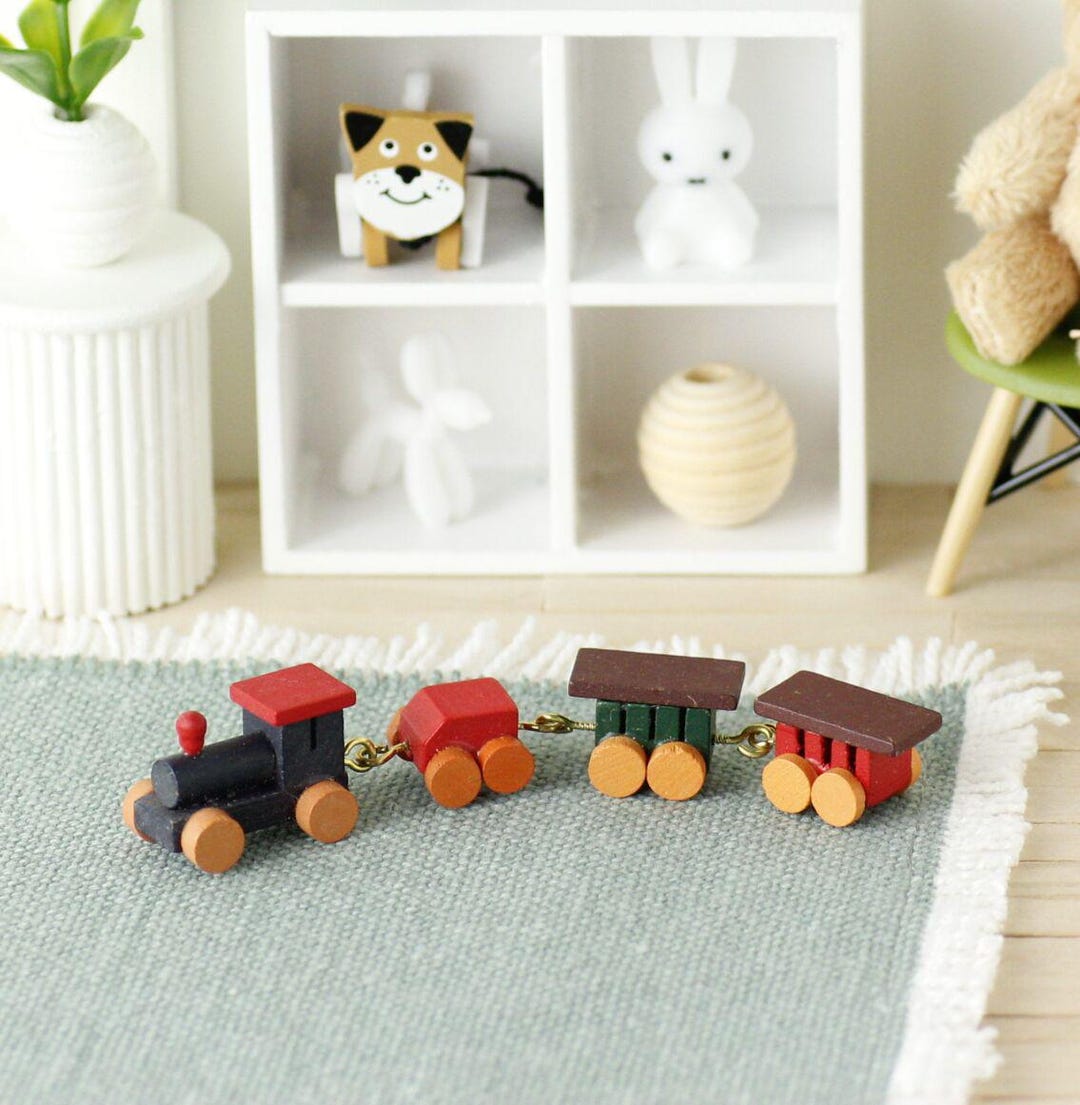 Dollhouse Miniature Toy Train Wooden - Etsy
